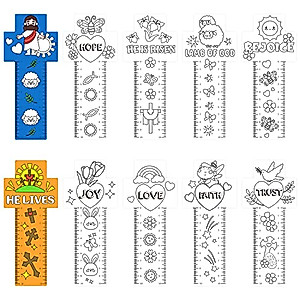 X1zuue 70Pcs Christian Religious Color Your Own Bookmarks DIY Coloring Blank Bookmark Ruler Jesus Cross Measuring Ruler for Party Sunday School Favors Classroom Student Rewards Goodie Basket Fillers