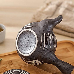 Black Tea Pot Kyusu Tea Maker with Infuser for Loose Tea Ceramic Japanese Teapot with Side Handle 11.8 oz. 350ML for Office,Home, Tea Drinker Gifts