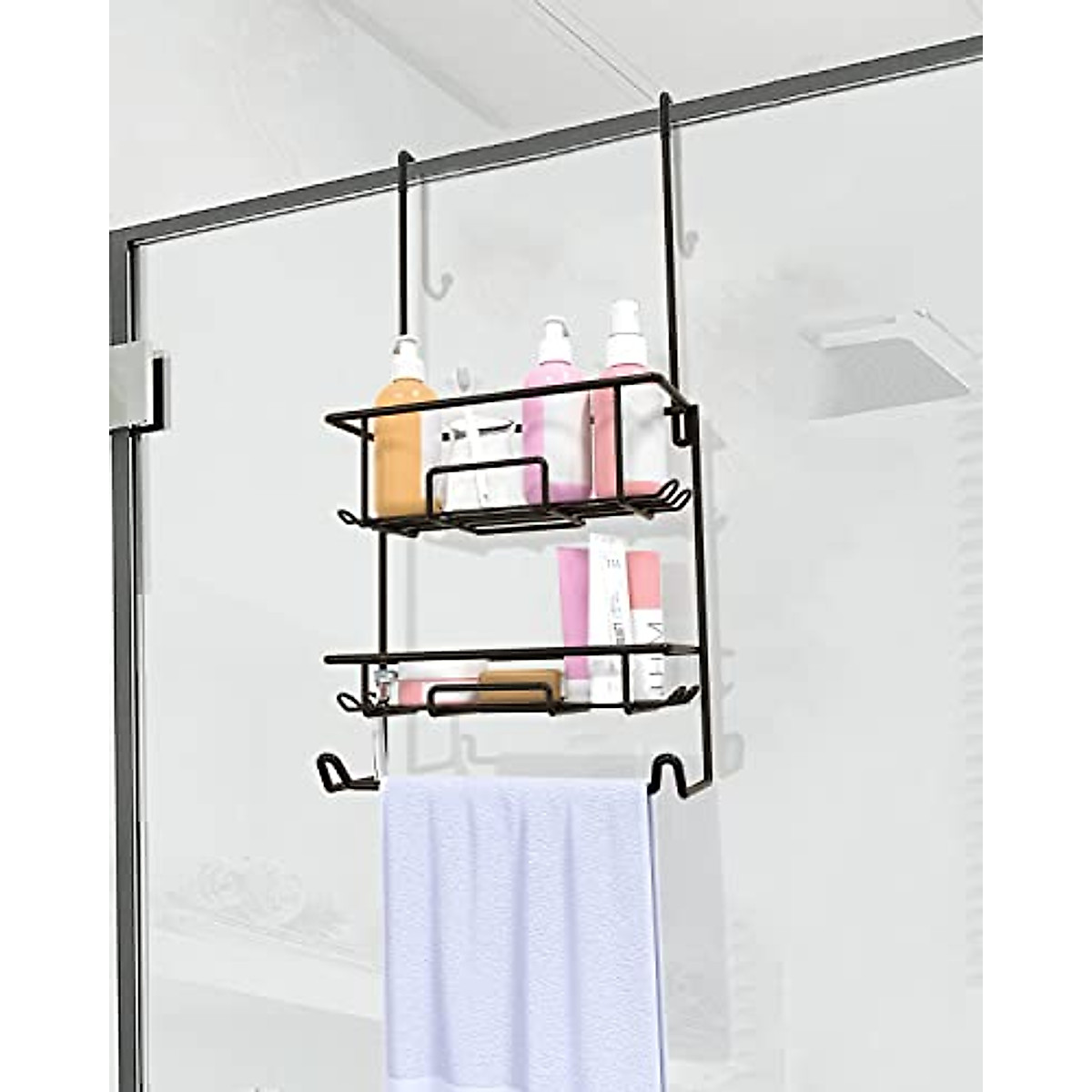 TreeLen Shower Caddy over the Door Rustproof Hanging Shower Organizer with 12 Hooks Shampoo Towel Holder for Bathroom Storage Shelf Rack -Bronze …
