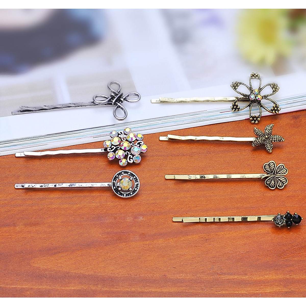 10 Pcs Vintage Alloy Mixed Hair Bobby Pins for girls Hair Clips Barrettes for women NO REPEAT RANDOM PACKING