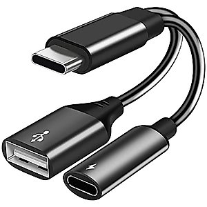 USB C to USB Adapter with Type C Charging, 2 in 1 Type C 3.0 OTG Splitter with 60W PD Fast Charge Compatible for Galaxy S23 S22 S21 S20 S20+ Note 20/10,Switch,LG V40 V30 G8, Pixel4 XL,Google TV 2020