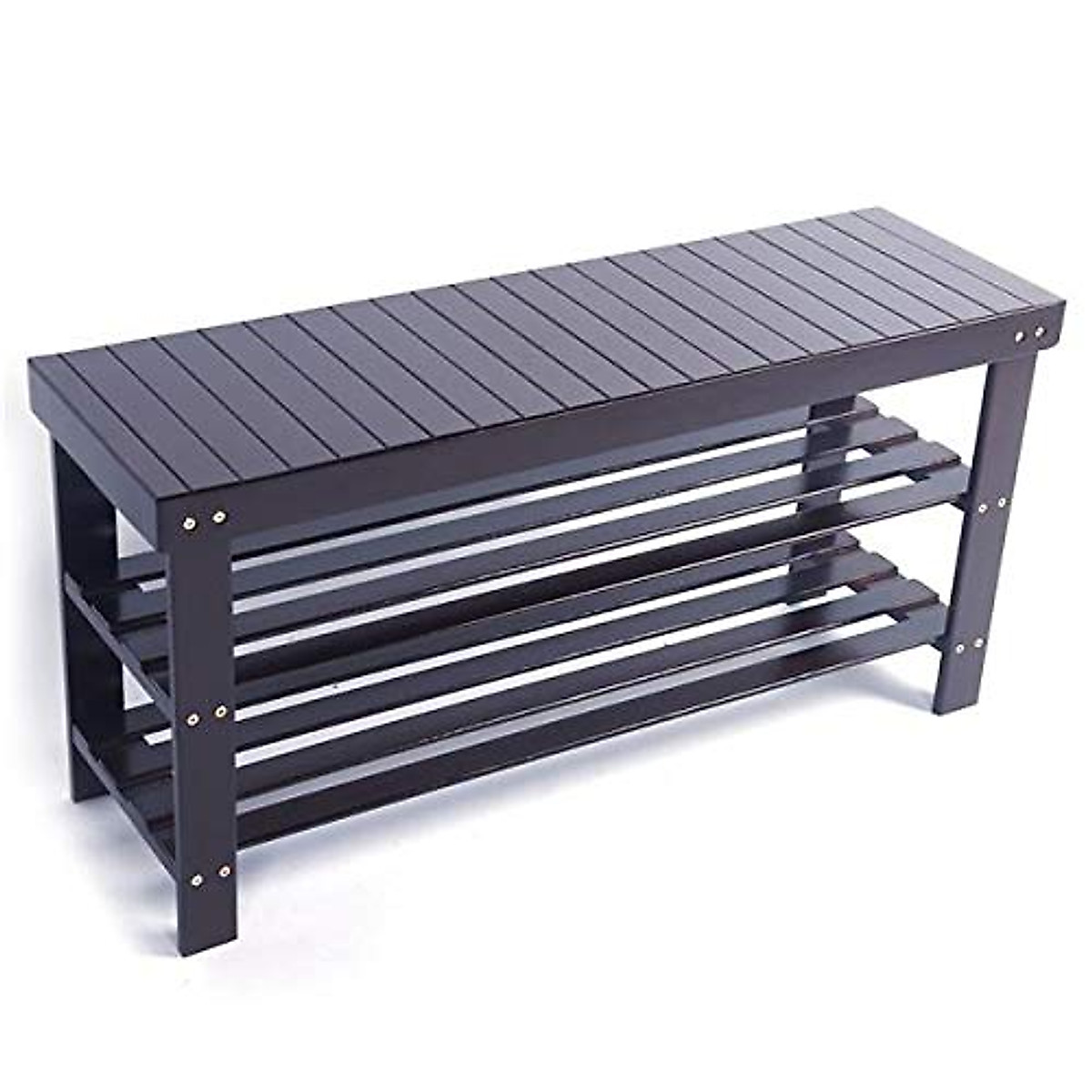 3-Tier Shoe Rack Bench, Shoe Organizer with Seat, Bamboo Table with Shoe Storage, Entryway Shoes Storage Shelf Organizer for Front Door Bathroom Hallway Bedroom Living Room