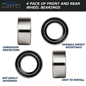 Nakuuly Front and Rear Wheel Bearings Pack of 4 Compatible with Polaris RZR XP 4 900 1000 Turbo Diesel Crew Scrambler Sportsman Replaces # 3514699 3514822 3514924 3514627