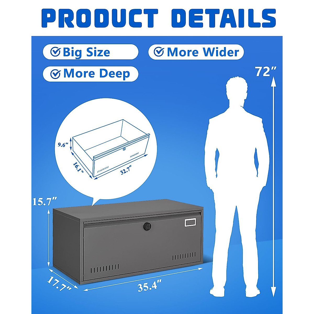 BUTISOW Lateral File Cabinets with Lock,1 Drawer Steel Wide Filing Organization Storage Cabinets,Home Office Furniture for Hanging Files Letter/Legal/F4/A4 Size (Electronic - Gray)