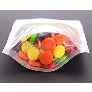 CleverDelights Silver/Clear Stand Up Pouches - 4oz - 100 Pack - 5" x 8" x 2.5" - Resealable Bag