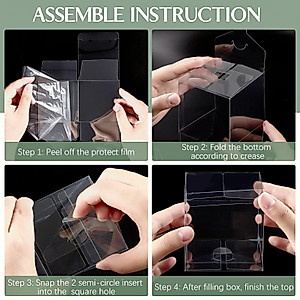 Jutieuo 45 Pack 3x3x3 Inches Clear Favor Boxes with Ribbons, Transparent Cube Treat Boxes for Candy Cupcake Goodie Gift, Individual Hot Cocoa Bomb Packaging Box