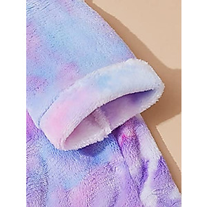 GORGLITTER Plush Dog Coat Tie Dye Puppy Hoodie Cat Flannel Zipper Warm Shirt Pet Clothes Purple Large