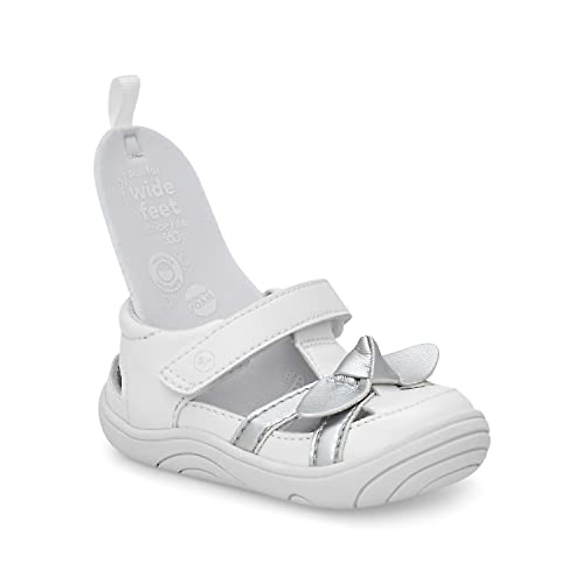 Stride Rite 360 Girls Mila Sandal, White, 3 Infant US