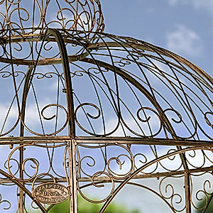 Large Round Metal Garden Gazebo with 3 Entries and Side Walls (Antique Bronze)