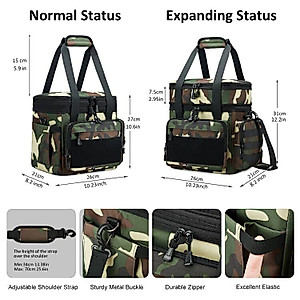 Gafetrey Large Tactical Lunch Box for Men, Insulated Lunch Bag, Thermal Lunchbox, Waterproof Cooler Bag, Dual Compartment Lunch, Camo Color