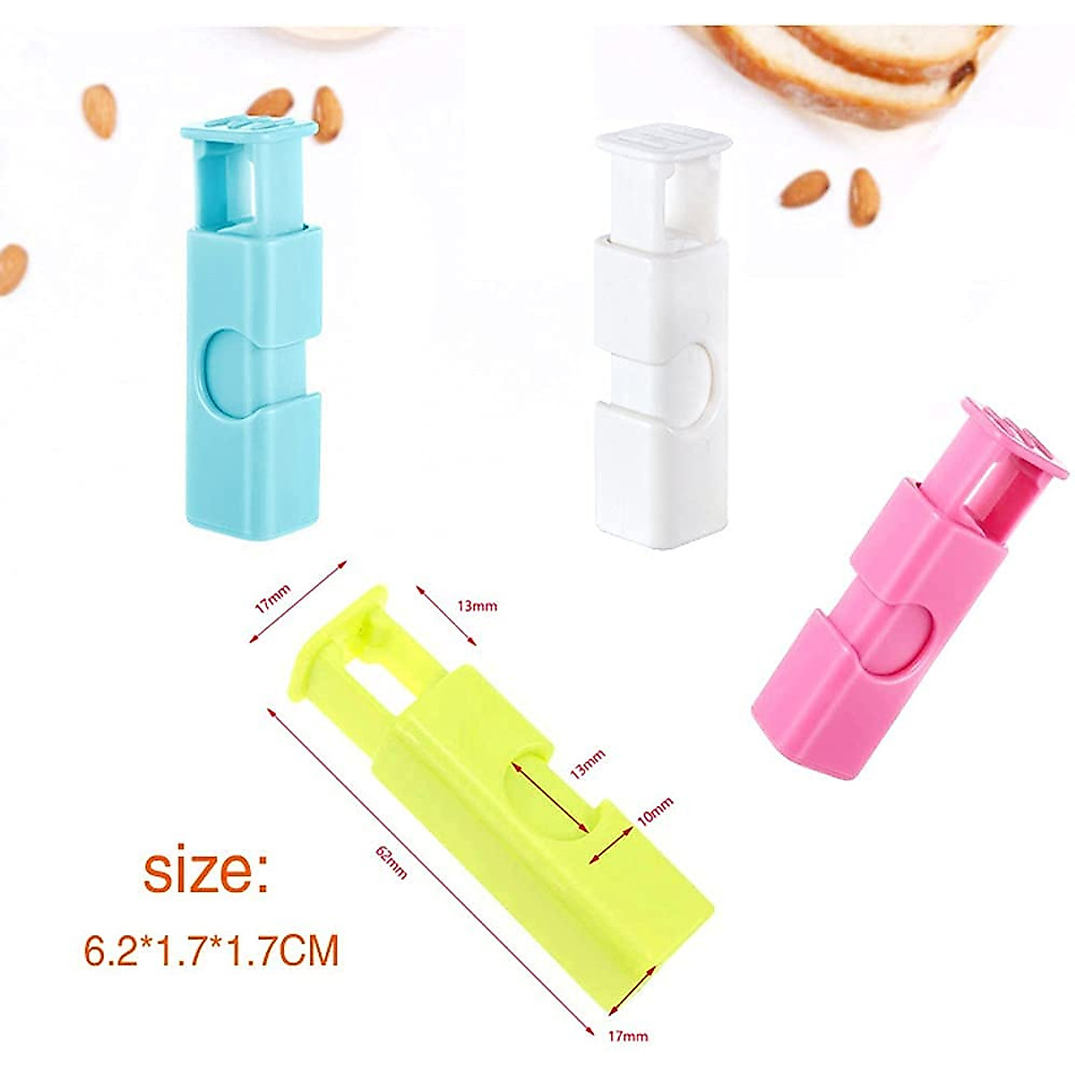 4 Pieces Food Sealing Clips Set, Bread Bag Clips Locking Type Bag Clip Plastic Food Clips Bag Sealing Clips for Snacks Kitchen Clips Freezer Bag Clips Useful and Fashion