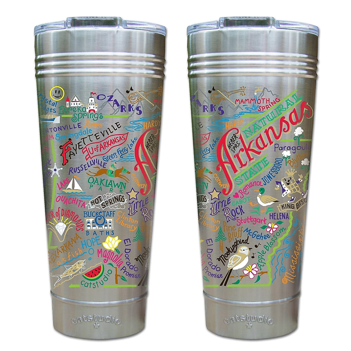 Catstudio Arkansas Thermal Tumbler | Triple Wall Insulation With Non Slip Bottom | Great Travel Cup for Water, Coffee, Tea, or Smoothies