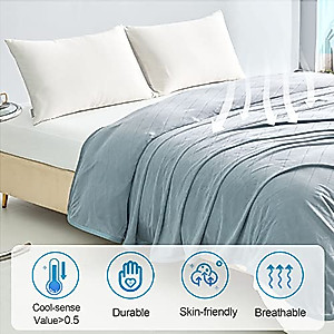 【Upgraded Fabric】Ailemei Cooling Throw Blanket for Hot Sleepers, Q-Max >0.5 Jade Fiber, Lightweight Breathable Summer Blanket, Throw Blankets for Couch, Transfer Heat Hot Flashes Night Sweats, 50"x70"