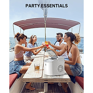 EASYERA Ice Maker Countertop, Portable Ice Machine 9 Cubes in 6 Mins, 26 lbs in 24 Hrs, Two Sizes of Bullet Ice Self-Cleaning with Ice Scoop, Bag, and Basket, for Kitchen, Party, RV, Bar-White