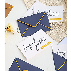 Navy Beyond Grateful Thank You Cards with Envelopes - 36 PK - Navy Thank You Notes with Gold Foil Letterpress 4x6 Inches Blank Note Cards for Business Graduation Wedding Baby Shower Funeral Sympathy