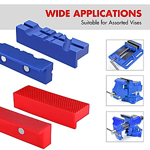 WORKPRO 2-Pair 4-1/2" Vise Jaw Pads, Magnetic TPU Vise Jaw Protective Covers, 1 Multi-Groove Jaw Pads Set and 1 Standard Waffle Surface Jaw Pads Set
