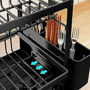 MCUIATN Dish Drying Rack -Multifunctional Dish Rack (Black)