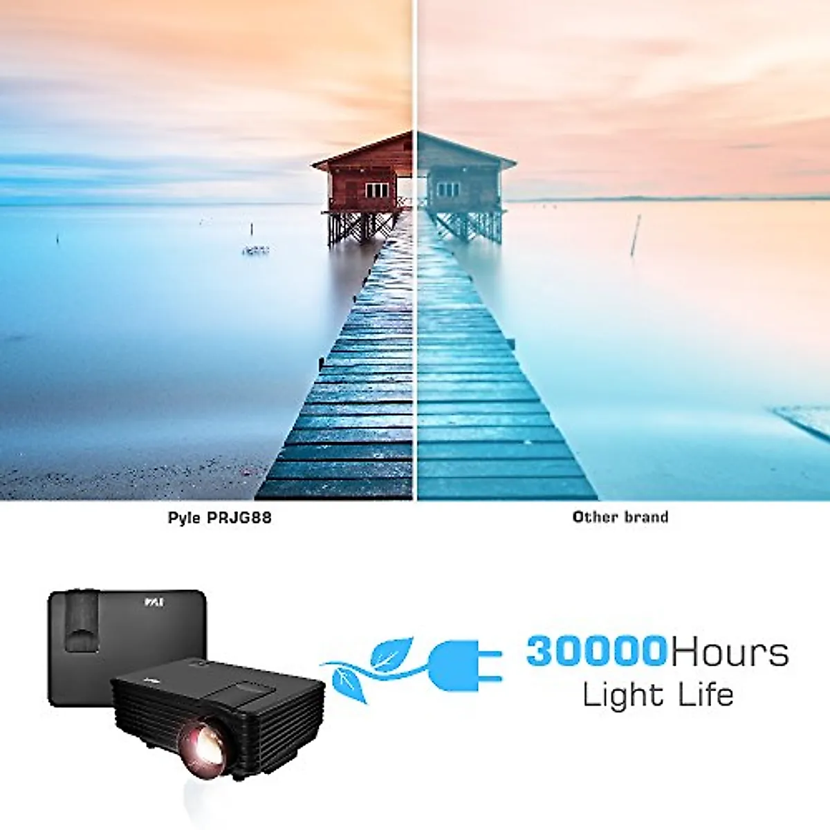 Pyle Portable Video-Projector Full HD with Remote - Home Theater-Projector Tv Digital Movie-Projector - 1080p Support 80" Led-LCD-Display USB/HDMI Mac,Computer and Laptop - Pyle PRJG88, BLACK