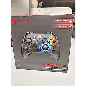GameSir T4 Pro Wireless Game Controller for Windows 7 8 10 PC/iPhone/Android/Switch, Dual Shock USB Bluetooth Mobile Phone Gamepad Joystick for Apple Arcade MFi Games, Semi-Transparent LED Backlight