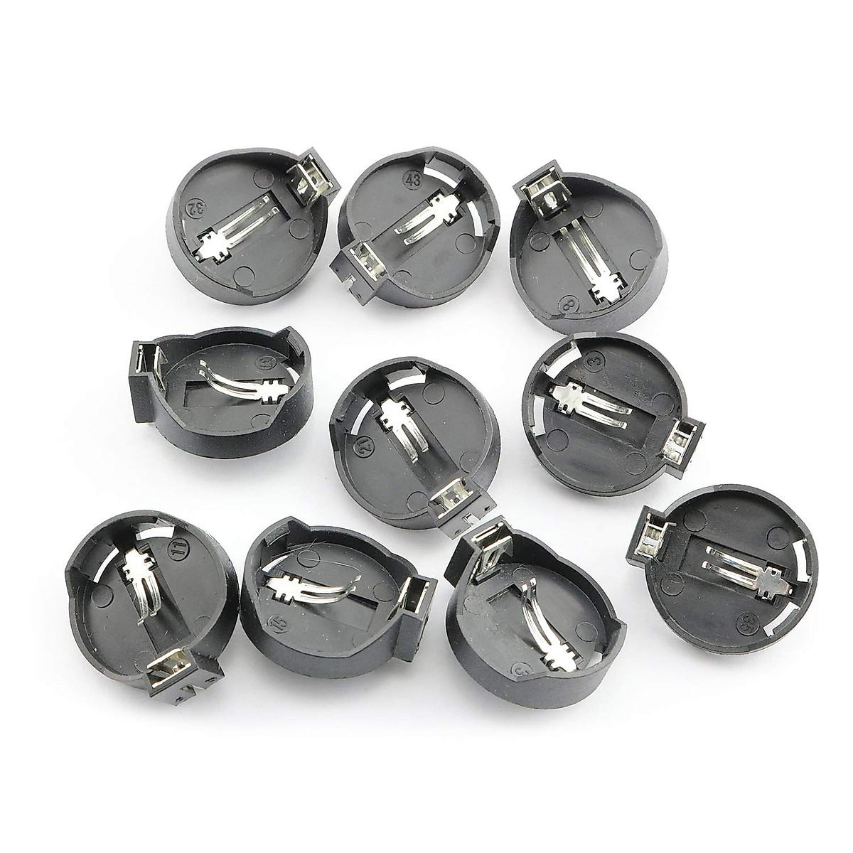 RuiLing 10-Pack Black 3V 2032 Battery Holder Button Coin Cell Case CR2032 CR2025 CR2016