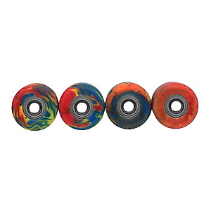Teak Tuning Apex 61D Urethane Fingerboard Wheels - Mini Shorty Shape, 6.6mm Diameter - ABEC-9 Stealth Bearings - Made in The USA - Tie Dye Swirl Colorway