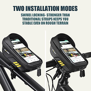 BEELORD Bike Phone Front Frame Bag,Bike Accessories,Waterproof Bike Phone Holder Bike Phone Bag,Bike Phone Mount Top Tube Bag with Touch Screen And Rain Cover Bag,Compatible Phone Under 6.5"