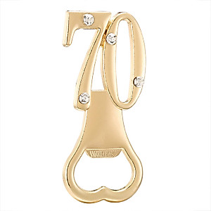 Yuokwer 12 PCS Bottle Openers Gold Birthday Party Favors 70th Anniversary Favors for Guests,Number 70th Birthday Party Decorations Beer Bottle Openers for Party Gift Souvenir Supplies (Gold 70th, 12)