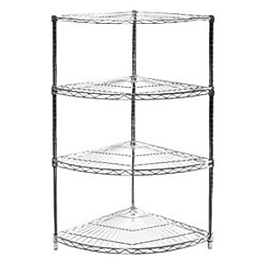 Shelving Inc. 24" Radius Corner Wire Shelving with 4 Tier Shelves - 72" h, Weight Capacity 800lbs Per Shelf