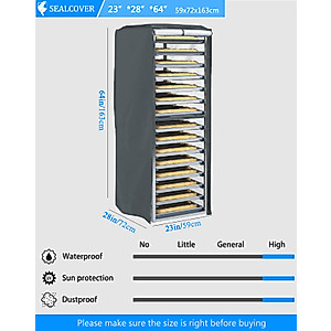Sealcover Bun Pan Rack Cover, 23x28x64in Grey, High Density Waterproof and Dustproof Bread Rack Cover, Bakery Single Rack Covers.