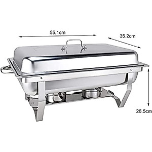 UZOURI Stainless Steel Chafing Dish, Chafing Dish Set Food Warmer Buffet, Stainless Steel Rectangular Full Size Pans for Wedding Graduation Events Parties,9L