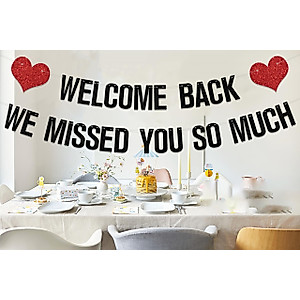 Welcome Back We Missed You So Much Banner, Welcome Back Family Party Decor, Welcome Home We Will Miss You Banner Decorations, Missed You So Much Banner Party Supplies Black Red
