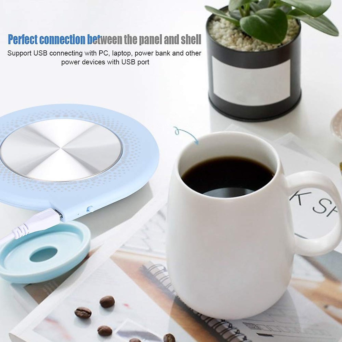 USB Cup Mug Heating Mat, Coffee Mug Warmer for Office Home Desk, USB Heater Insulation Pad Coaster Cup Warmer Heating Plate (Blue)