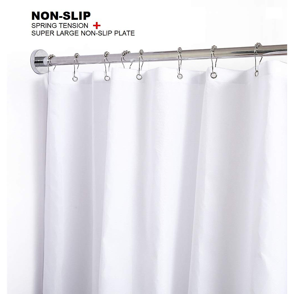 BRIOFOX Shower Curtain Rod 43-73 Inches, Never Rust and Non-Slip Spring Tension Rod for Bathroom, Polished 304 Stainless Steel