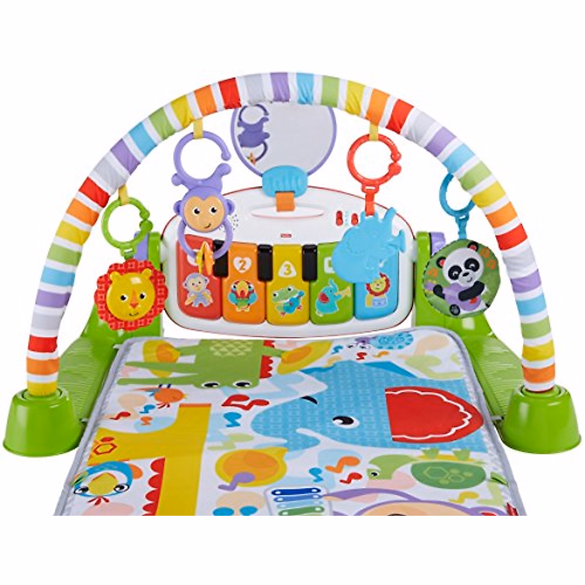 Fisher-Price Baby Playmat Deluxe Kick & Play Piano Gym & Maracas With Smart Stages Learning Content, 5 Linkable Toys & 2 Soft Rattles [Amazon Exclusive]