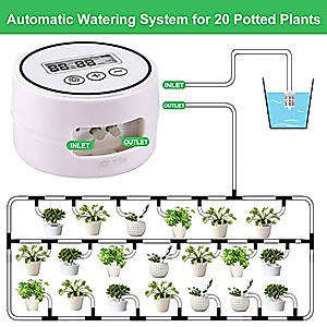 DIY Automatic Drip Irrigation Kit for 20 Potted Plants, Houseplants Self Watering System with 30-Day Digital Programmable Timer for Greenhouse Indoor Plants Vacation Plant Watering(Size:for 20 Pots)