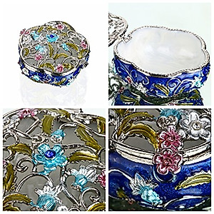 YU FENG Hinged Trinket Box Jeweled Hand-painted Patterns Jewelry Box Bejeweled Box Collectible for Women (flower box)