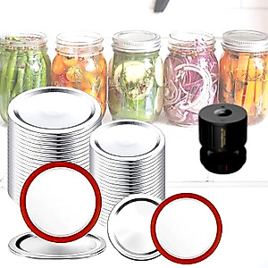 48PCS Mason Jar Lids for Wide and Regular Mouth Jars, No Date Reminder, Compatible with Electric Vacuum Sealers, Vacuum Seal Mason Jar Lids Only