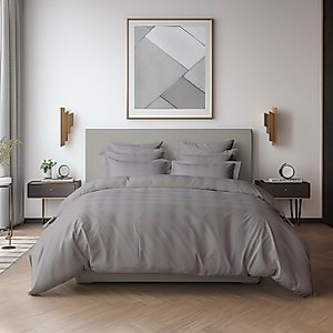Kotton Culture 100% Egyptian Cotton 1 Piece Luxury Duvet Cover Set - 1200 Thread Count - Soft Duvet Cover with Zipper and Corner Ties - Sateen Weave Oversized King Size - Silver