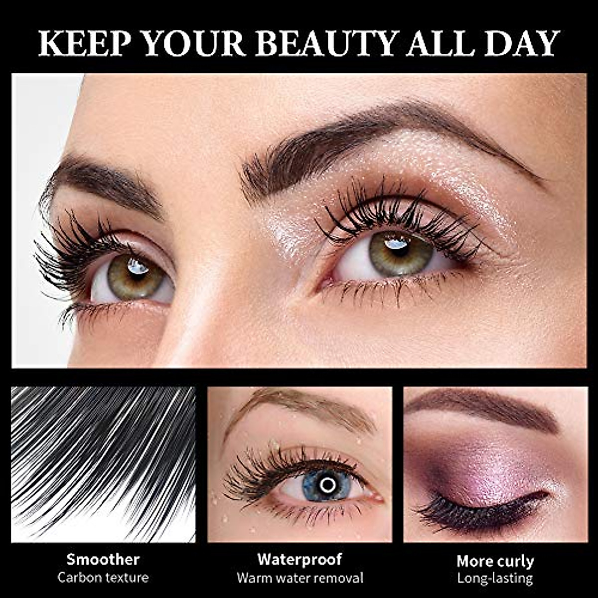 Bestidy 4D Silk Fiber Lash Mascara,Natural Waterproof Smudge-proof Mascara,Thickening Lengthening Mascara No Clumping, No Smudging Lasting All Day