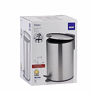 Kela Bathroom Trash Can with Soft Close, Step-On Lid, Silver, 0.8 Gallons, 9 inches Tall, Small Waste