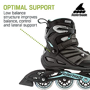 Rollerblade Zetrablade Women's Adult Fitness Inline Skate, Black and Light Blue, Performance Inline Skates