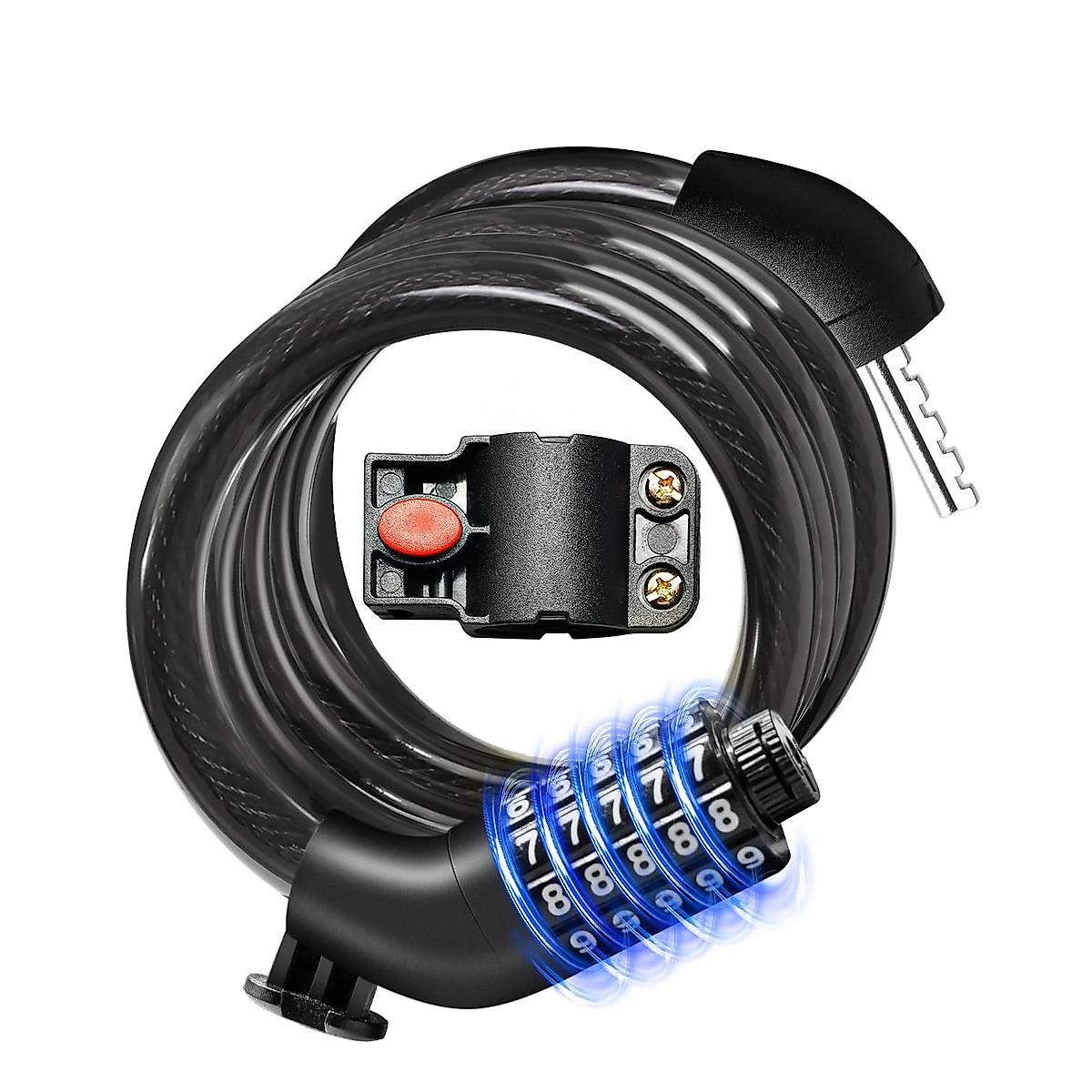 MULTIJOY Combination Lock, Black, Keyless, Resettable, 4 Feet Length, 1/2"Diameter, Waterproof Design