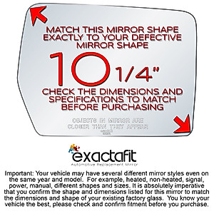 exactafit 8616R Passenger Side Mirror Glass Replacement Repair Compatible With 2011 2012 2013 2014 Ford F150 F-150 Pickup Truck
