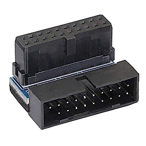 GELRHONR Right Angled USB 3.0 20-pin Male to Female Extension Adapter, Desktop Motherboard 90 Degree Angled USB 3.0 19-Pin Motherboard Internal Header-Black 2PCS
