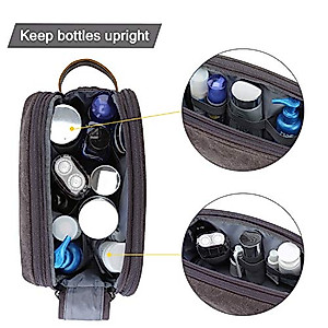 BAGSMART Toiletry Bag for Men, Canvas Travel Toiletry Organizer Dopp Kit Water-resistant Shaving Bag for Toiletries Accessories,Grey-Medium