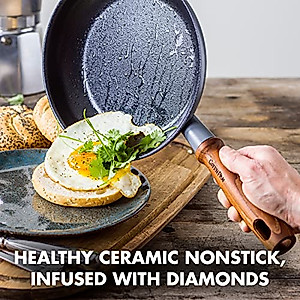 GreenPan Mayflower Pro Hard Anodized Healthy Ceramic Nonstick, 10" Frying Pan Skillet, Vintage Wood Handle, PFAS-Free, Induction, Charcoal Gray