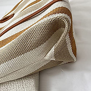 Aeegawoo Striped Tote Bag Aesthetic for Women Canvas Bag with Zipper