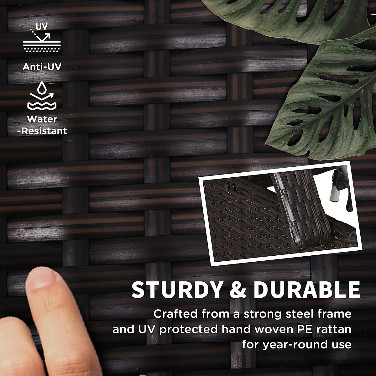 Outsunny Wicker Outdoor Chaise Lounge Set of 2, 5-Level Adjustable Backrest PE Rattan Pool Lounge Chair with Wheels, Cushion & Headrest, Brown and Cream White