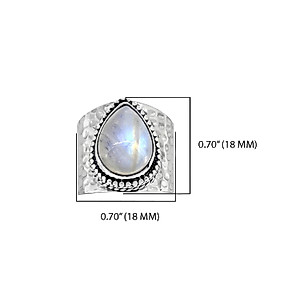 YoTreasure Rainbow Moonstone Solid .925 Sterling Silver Teardrop Ring (5)