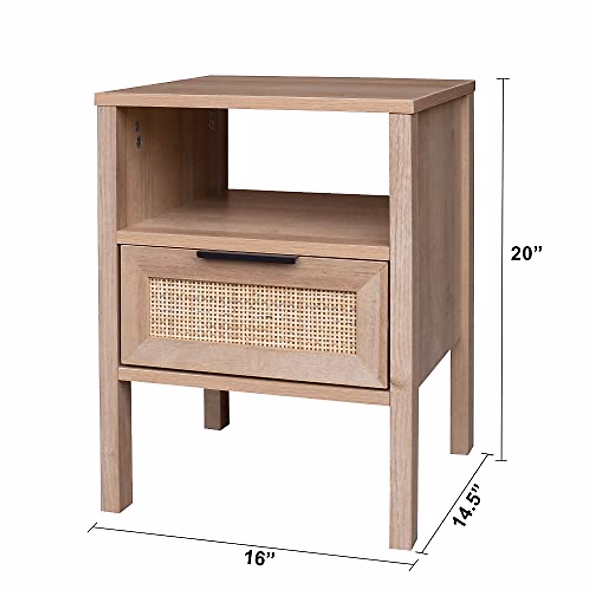 Decor Therapy Piper 20" Side Rattan Storage Drawer Accent Table, Blondewood